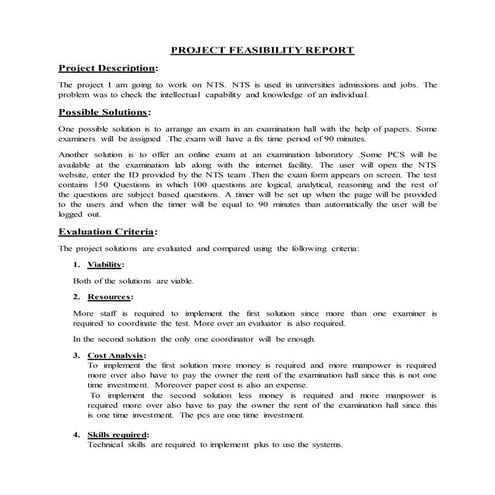 Project feasibility report | DOCX