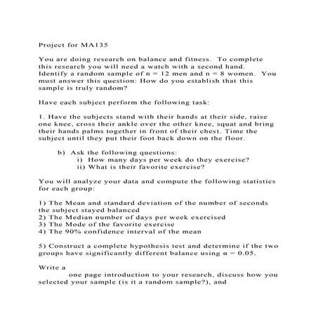 Project for MA135 You are doing research on balance and fitn.docx