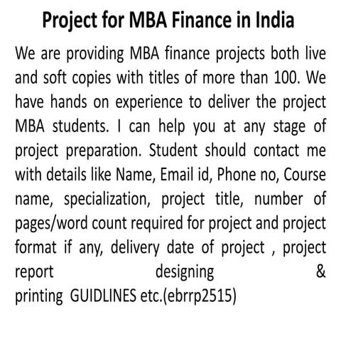Project for mba finance in india | PPTX