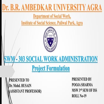 Project formulation for social welfare in social welfare administration ...