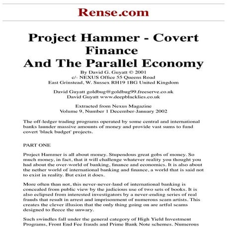 Project Hammer Covert Financial & The Parallel Economy | PDF