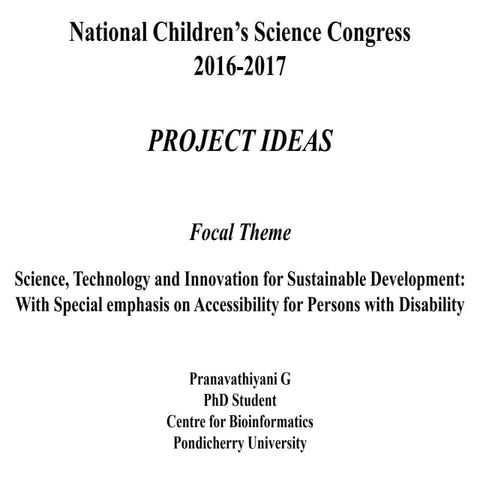 Project ideas - NCSC 2016-17 | PPT