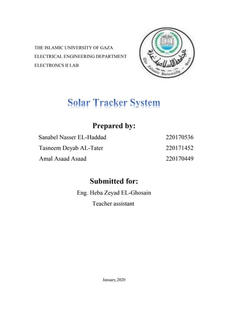 SUN Tracking Solar panel presentation | PPT
