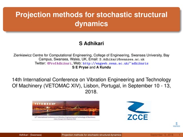 Projection Methods For Stochastic Structural Dynamics Ppt