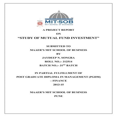 Study of Mutual Fund Investment | PDF