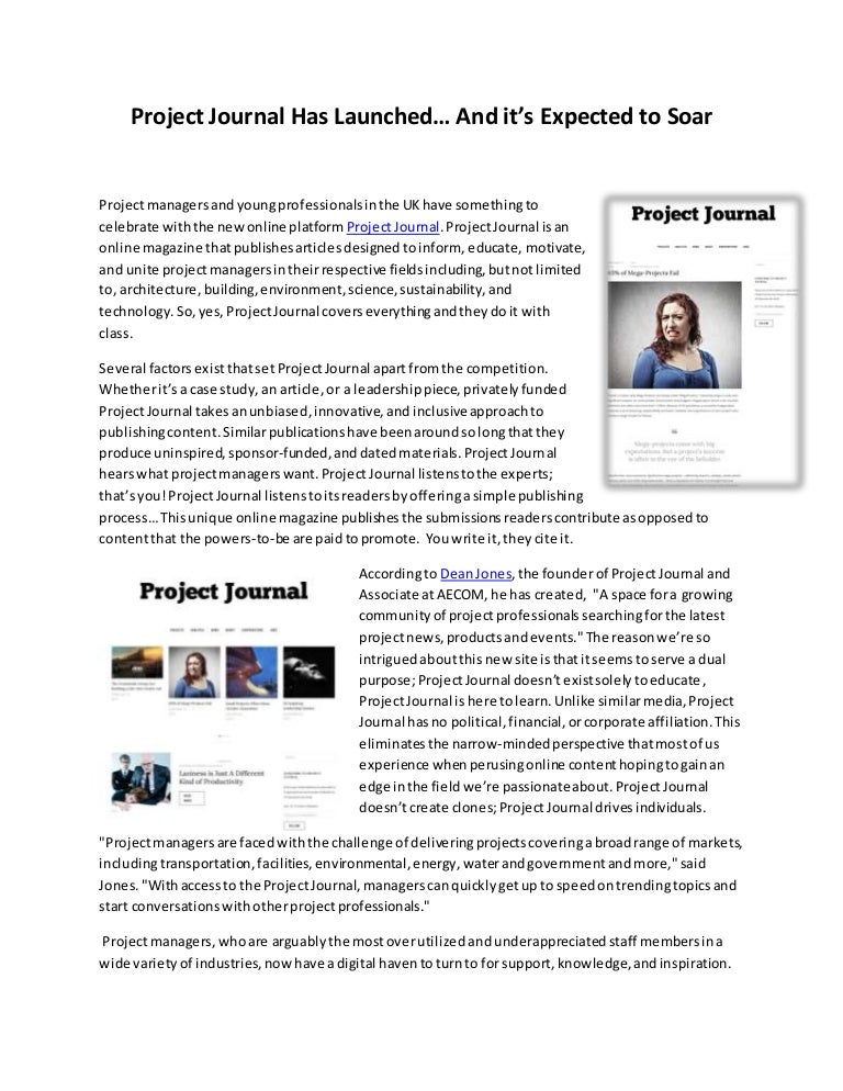 Project Journal Has Launched… And it’s Expected to Soar