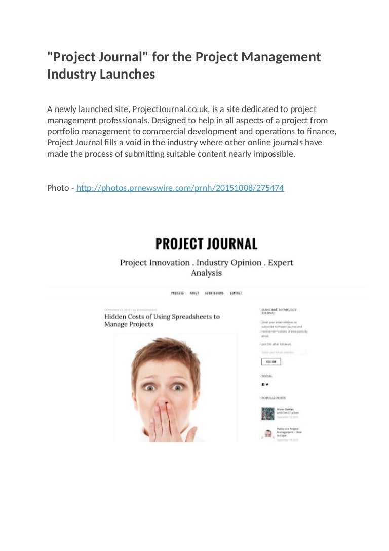 Project journal for the project management industry launches