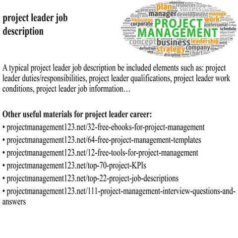 Project leader job description | PPTX