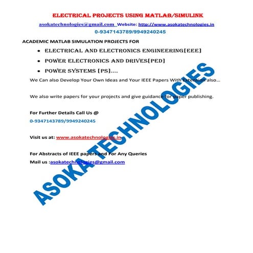BTech/Mtech Final Year Electrical Projects | PDF