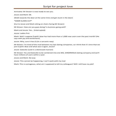 Project love script | DOCX | Romance | Genres