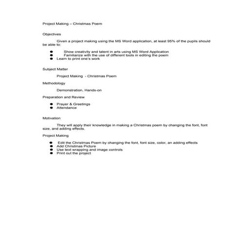 Project Making ( Christmas Poem) | DOC