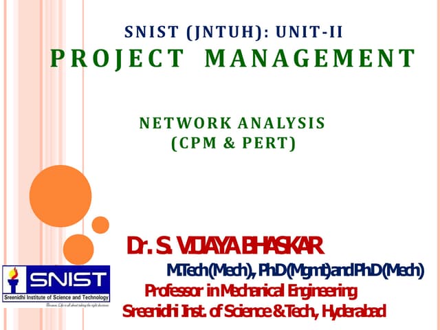 CPM AND PERT NETWORK DIAGRAM | PPTX