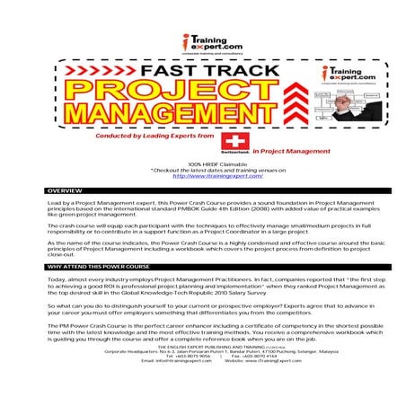 Project management 2 days fast track public program course brochure. by ...