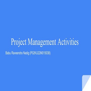 Project Management Activities for Study Purpose | PPTX