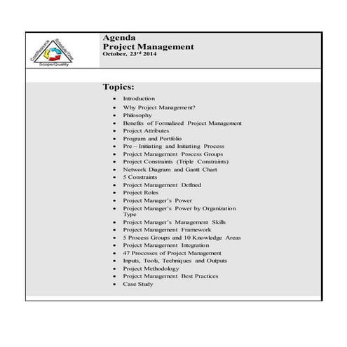 Project management Content | PDF