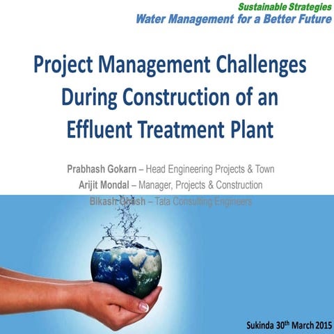 Project Management Challenges in an Effluent Treatment Plant ...