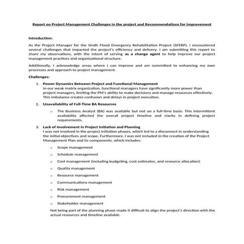Project Management Challenges Recommendations for Improvement.docx