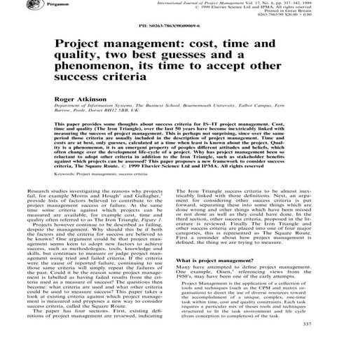 Project management cost_time_and_quality | PDF