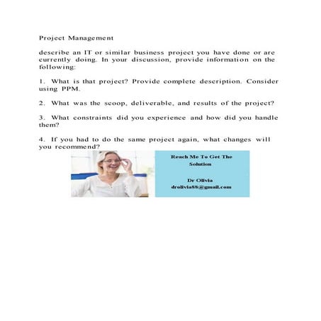 Project ManagementDescribe an IT or similar business project you | PDF