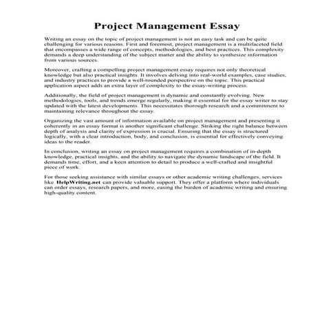 Project Management Essay.pdfProject Management Essay | PDF