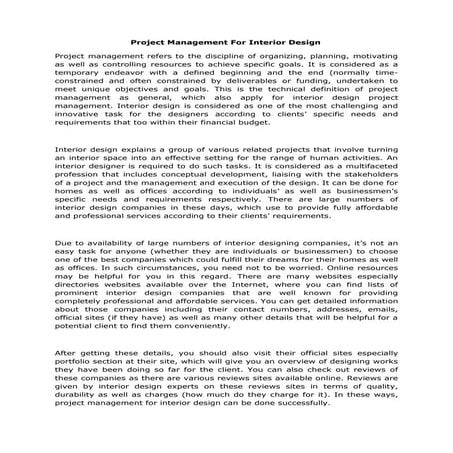 Project management for interior design | PDF