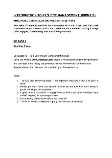 Project management ice task 2 | PDF
