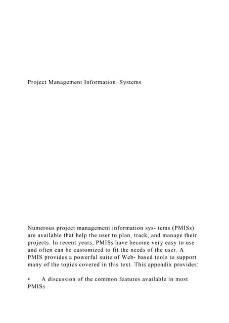 Major Objective of Project Management Information System | PDF | Computer Software and ...