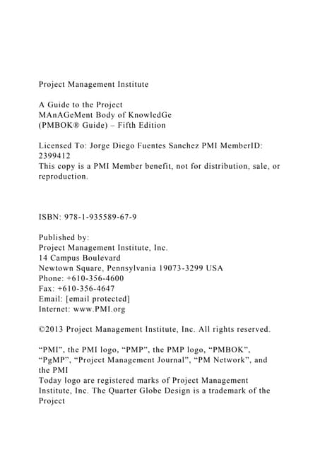 PMBOK® Guide 5th edition Processes Flow in English - Simplified Version | PDF