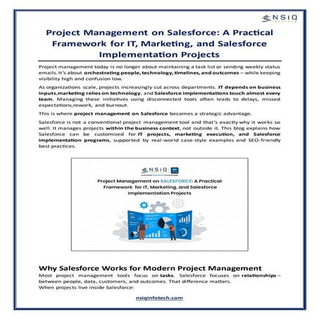 Project Management on Salesforce A Practical Framework for IT ...