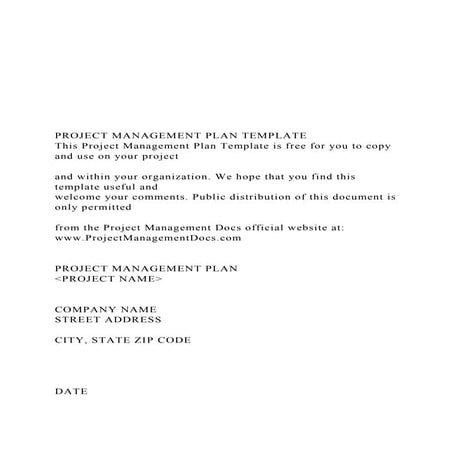 PROJECT MANAGEMENT PLAN TEMPLATE This Project Mana.docx
