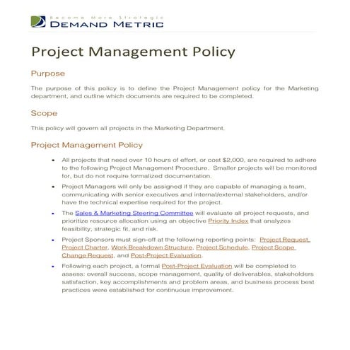 Project Management Policy | DOC