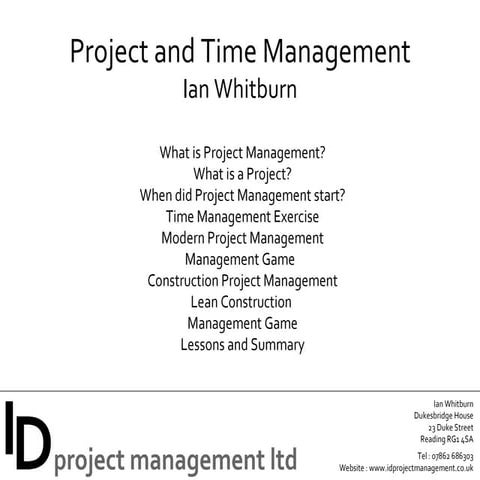 Project Management Presentation 11 02 11 Ppt