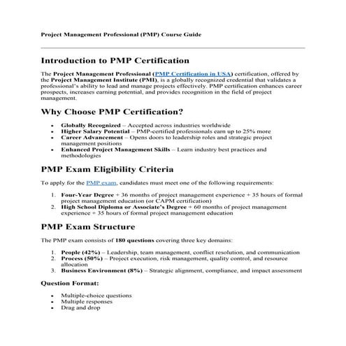 Project Management Professional in USA.. | PDF