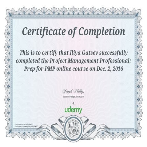 Iliya Gatsev - Project Management Professional Prep for PMP ( Year 2016 ) | PDF