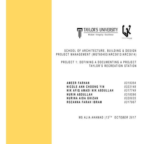 Project management report project 1 | PPT