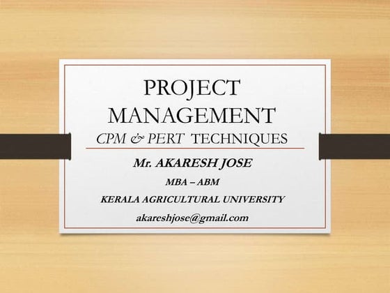 Pert & cpm project management | PPT