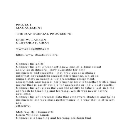 PROJECT MANAGEMENTTHE MANAGERIAL PROCESS 7EERIK W. L.docx