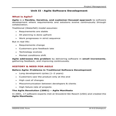 Project Management Unit II SE OE-II SPPU (2024 Pattern) | PDF