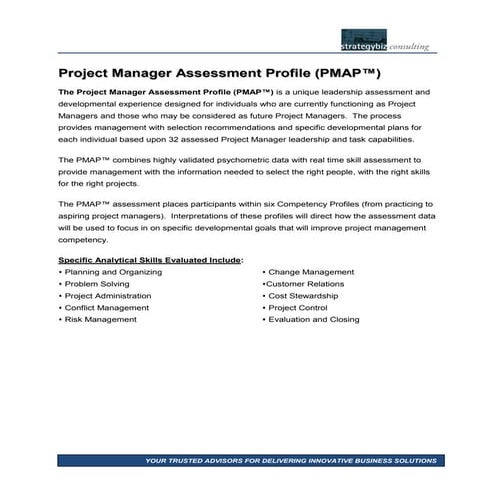 Project manager assessment profile pmap | PDF