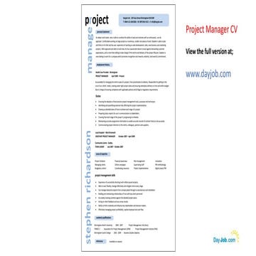 Project manager cv example | PPTX