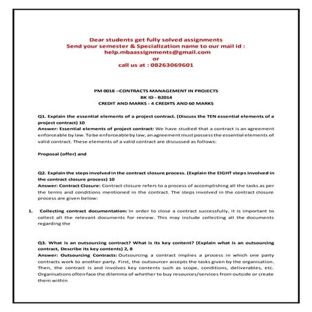 Project managment (pm) solved assignments summer 2015 | DOCX