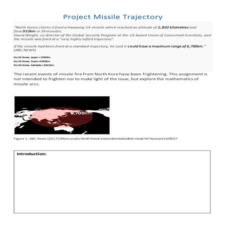 Project missile trajectory | DOCX | Physics | Science