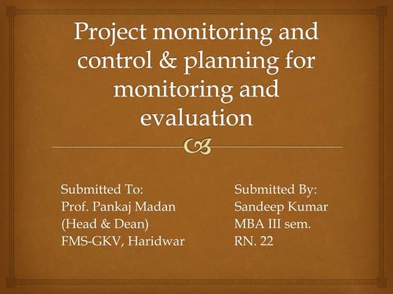 Monitoring and Evaluation for Project management. | PPTX