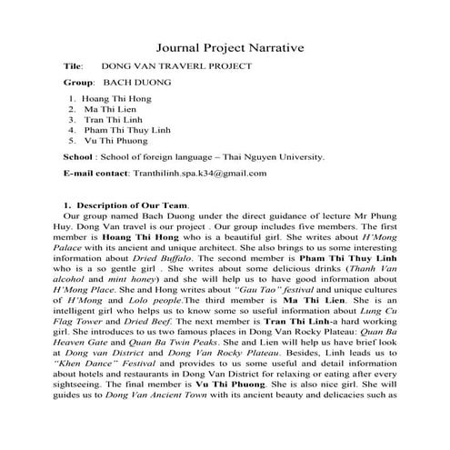 Project narrative eex231 k34_n5_bach duong | DOCX | Desktop Publishing ...