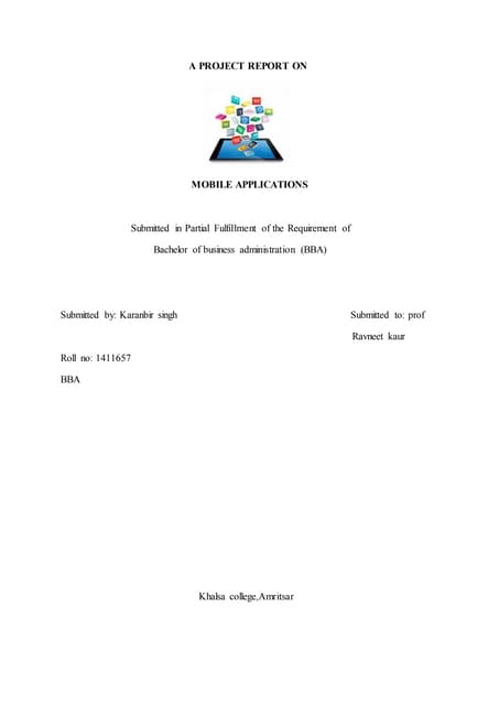 Mobile Application Project Report Docx Operating Systems Computer Software And Applications