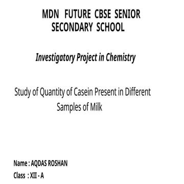 Chemistry project part 1 caseins in milk...... | PDF