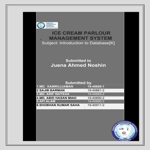 Project on ice cream parlour management system | DOCX | Databases | Computer Software and ...