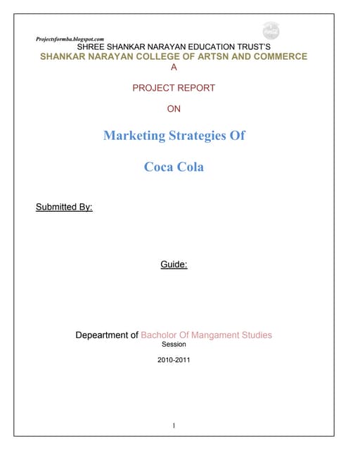 project on coca cola | DOC