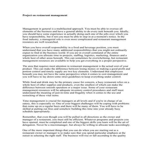 Project on restaurant management | DOC