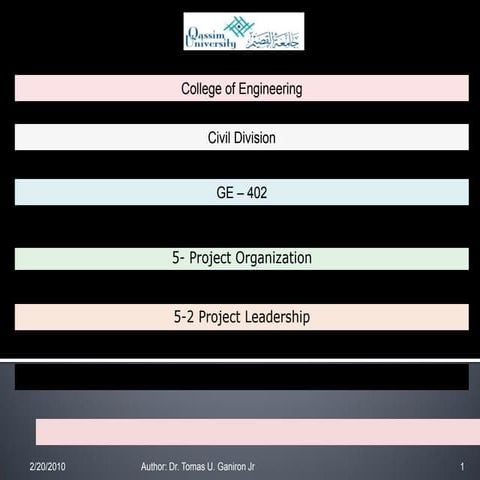 Project Organization and Leadership | PPT